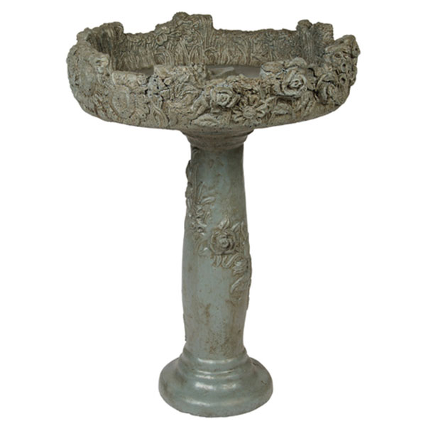 Concrete Large Floral Birdbath | Solid Rock Stone Works