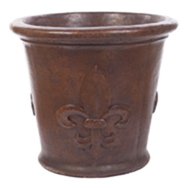 Medium Plain Rim Fleur De Leis Pot | Solid Rock Stone Works