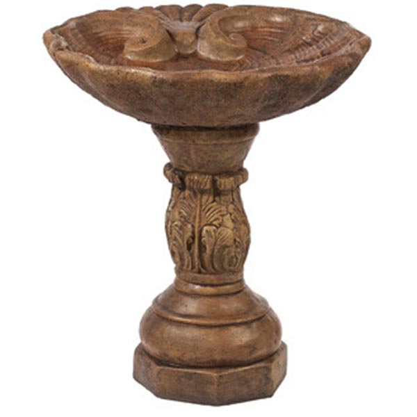 Small Leaf / Swirl Birdbath | Solid Rock Stone Works