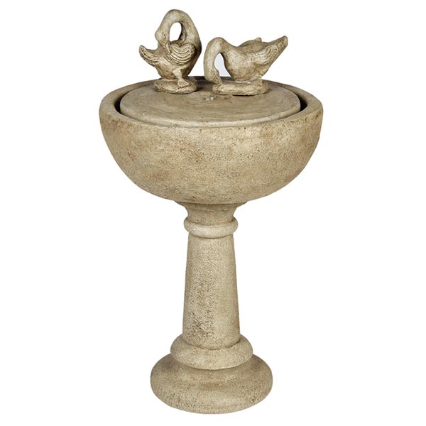 Baby Geese Bowl Fountain on Pedestal | Solid Rock Stone Works
