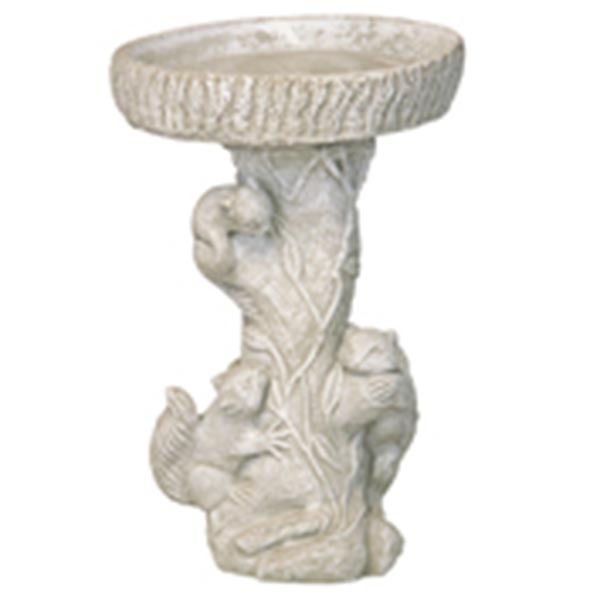 Fancy Squirrel / Log Birdbath | Solid Rock Stone Works