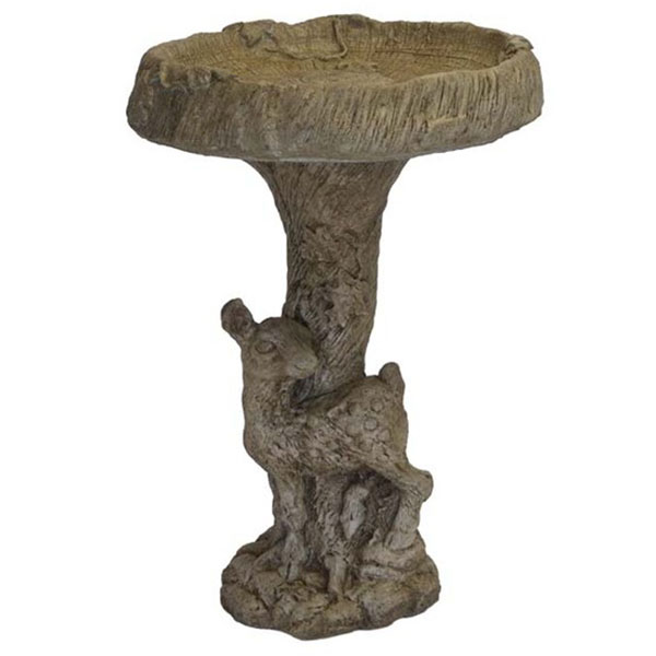 Concrete Fawn Birdbath | Solid Rock Stone Works