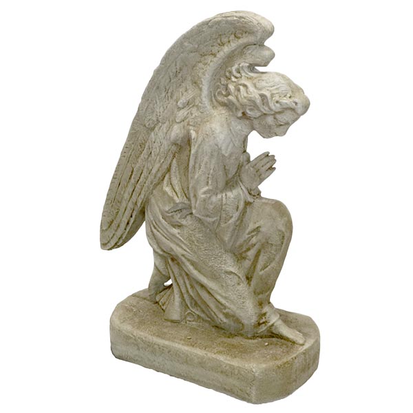 Large Kneeling Angel on Base | Solid Rock Stone Works