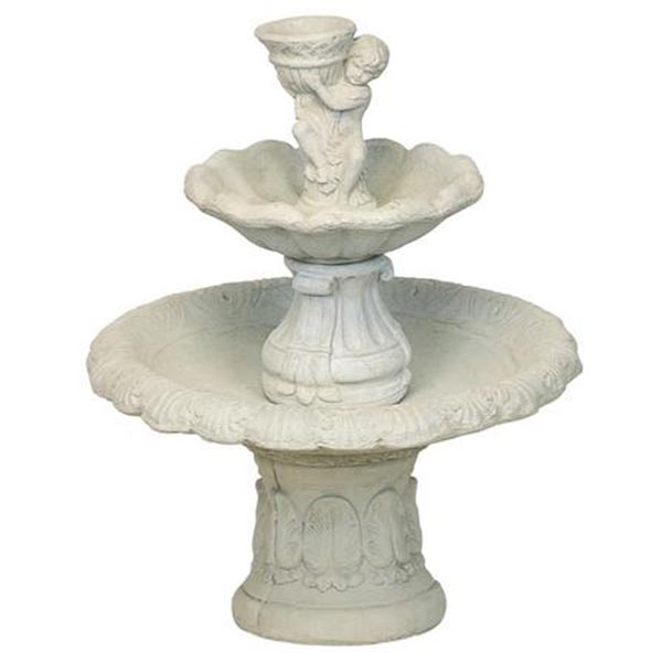 Medium Round Fountain / Boy Holding Bowl | Solid Rock Stone Works