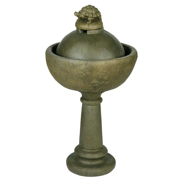 Small Box Turtle Bowl Fountain on Pedestal | Solid Rock Stone Works