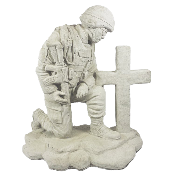 Kneeling Soldier at Cross | Solid Rock Stone Works